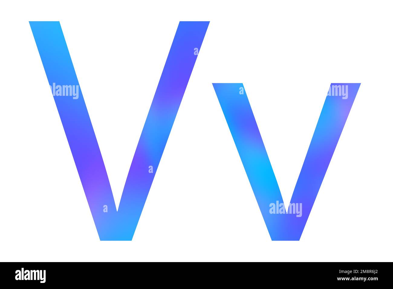 Letter V. Blue color with gradient. Classic font. Isolated on a white ...