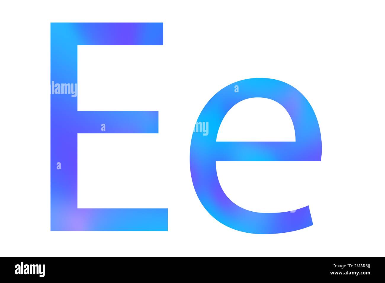 Letter E. Blue color with gradient. Classic font. Isolated on a white ...