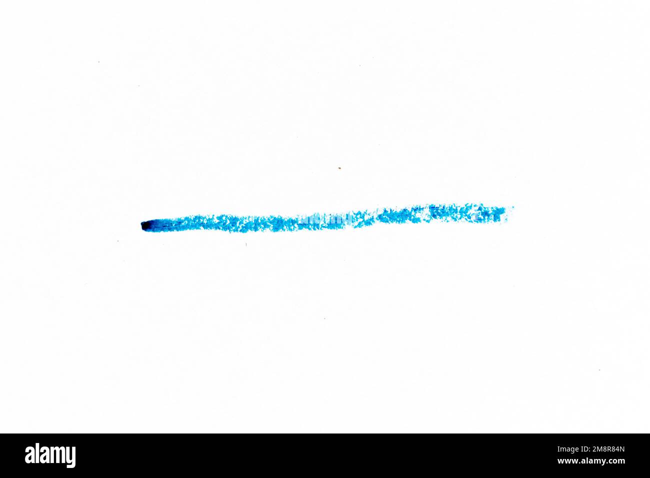 Blue color crayon hand drawing in line shape on white paper background ...