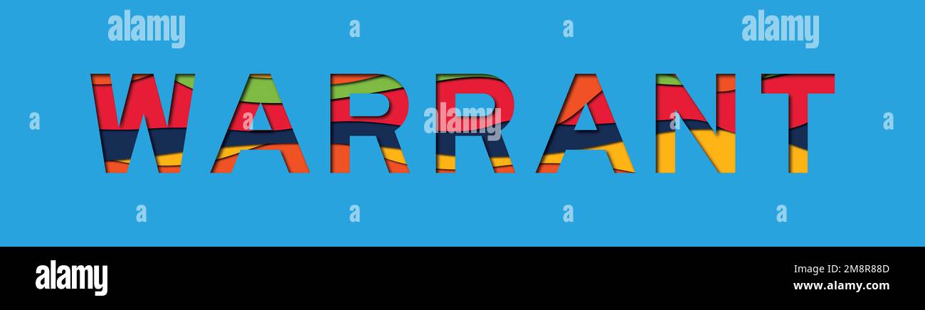 Letter with papercut style in word warrant on blue background Stock ...