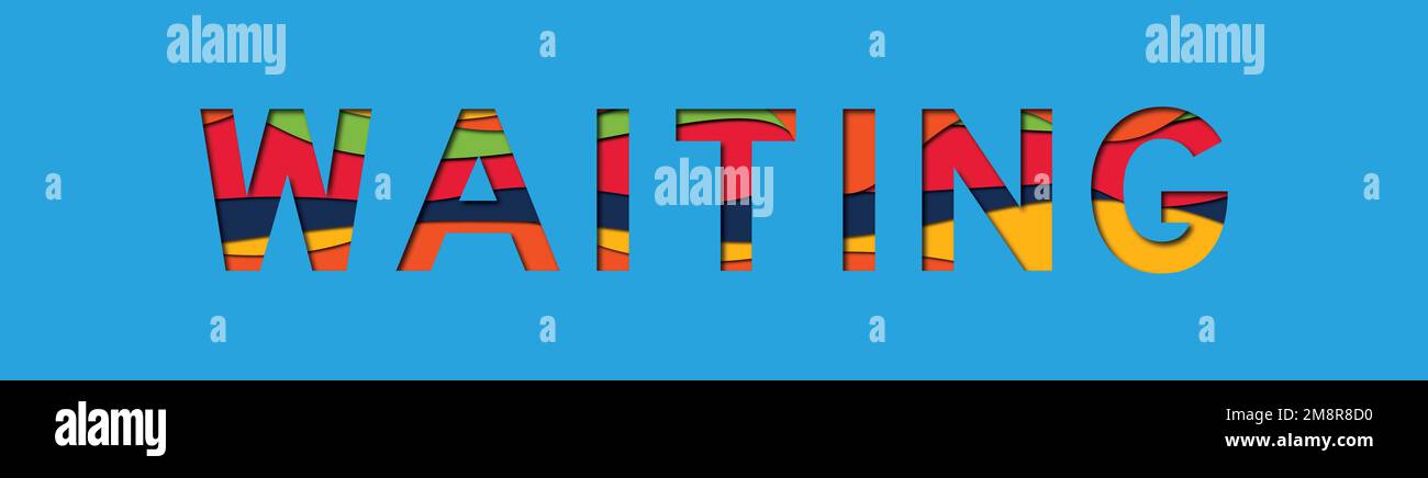 Letter with papercut style in word waiting on blue background Stock ...