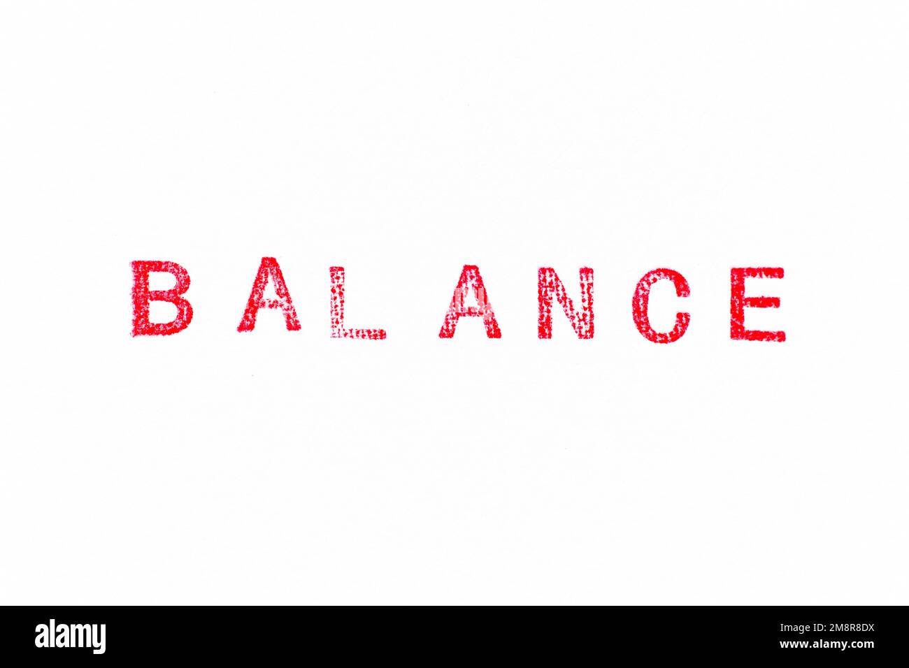 Red color rubber stamp in word balance on white paper background Stock ...