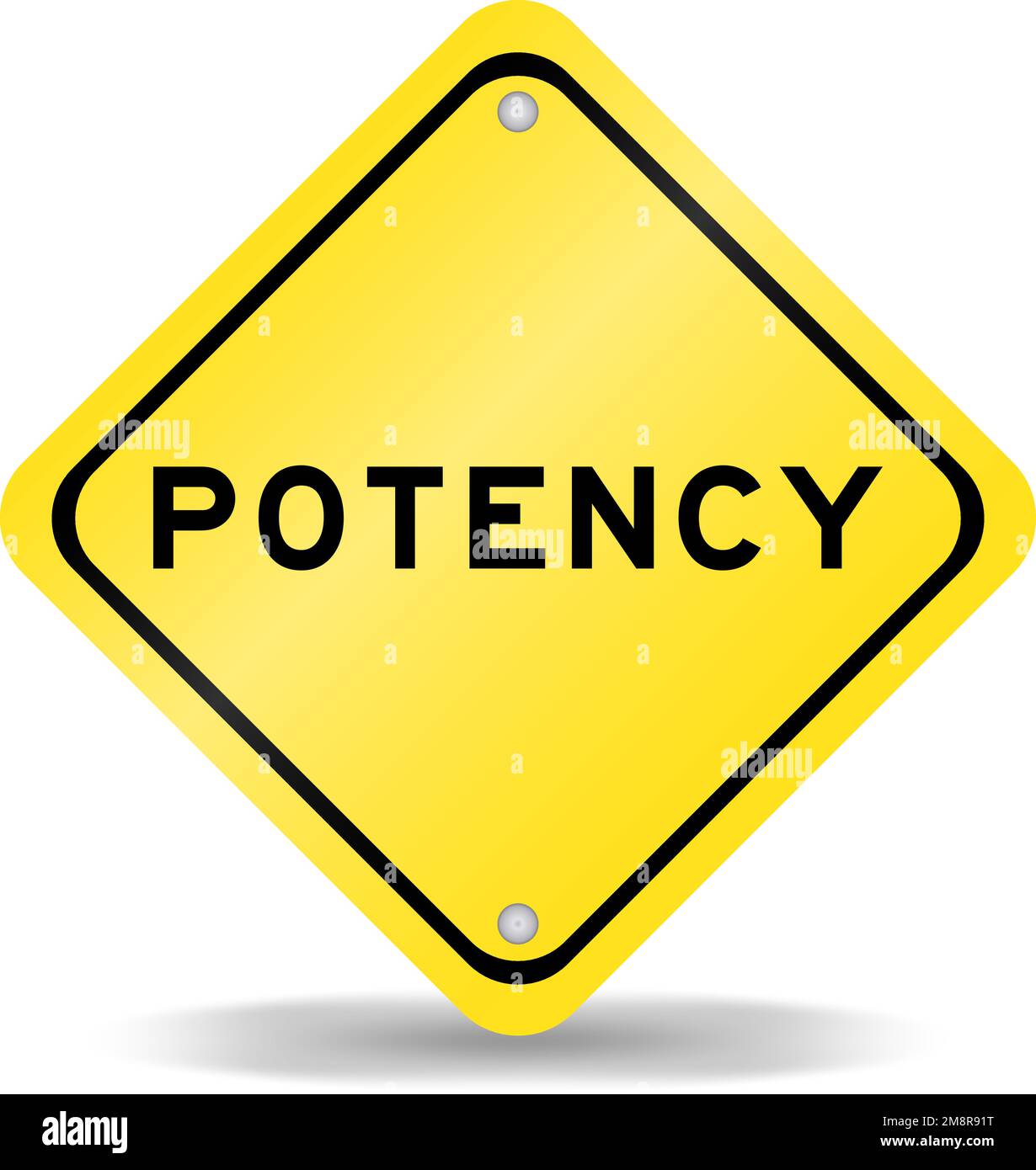 Yellow color transportation sign with word potency on white background ...