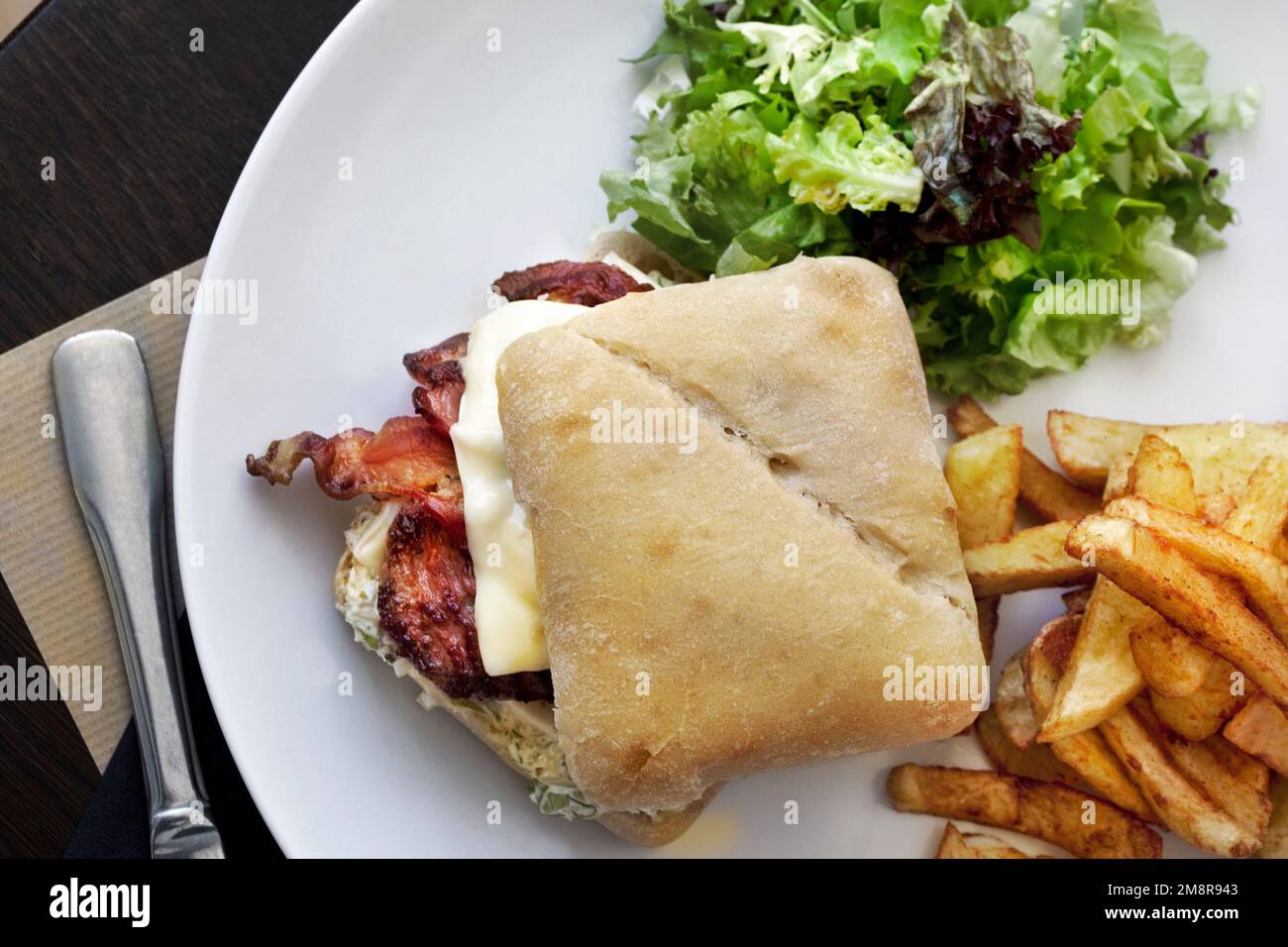 Hamburger and French fries on a white plate Stock Photo - Alamy