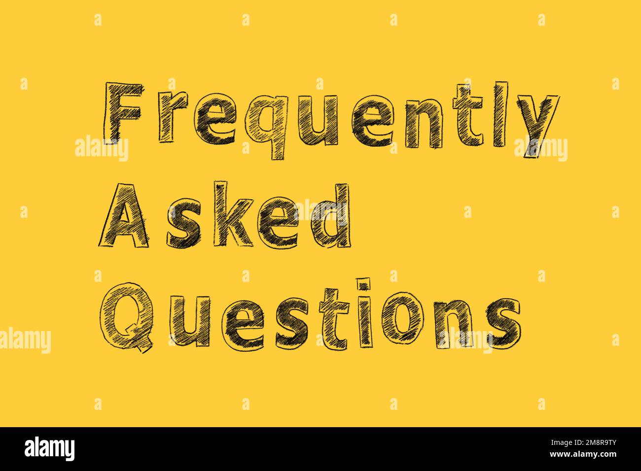 Hand drawing and animated text FAQ on yellow background Stock Photo - Alamy