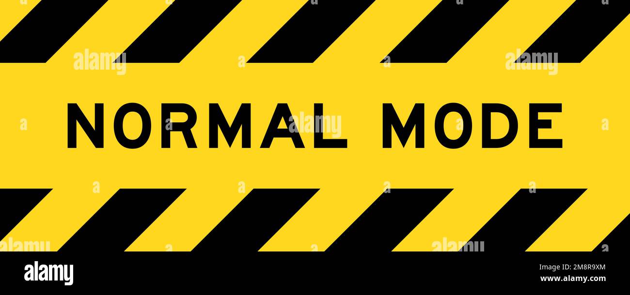 Yellow and black color with line striped label banner with word normal ...