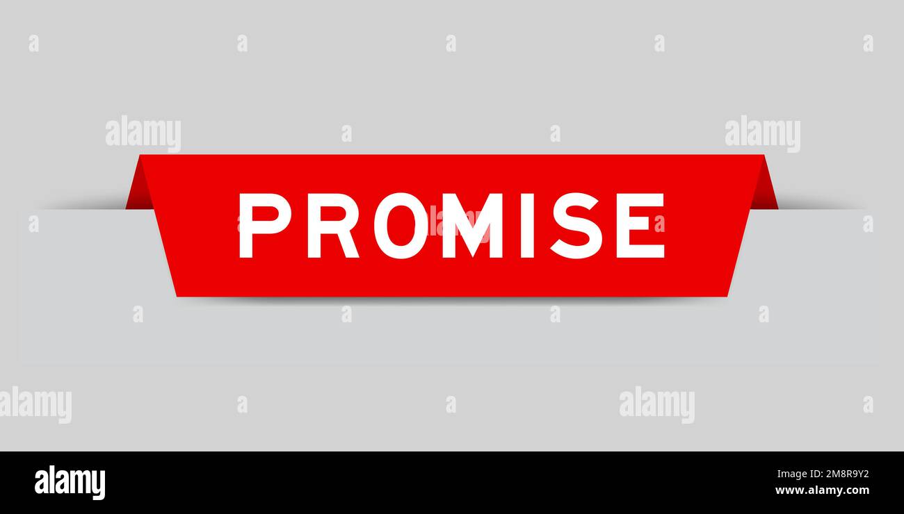 Red color inserted label with word promise on gray background Stock ...