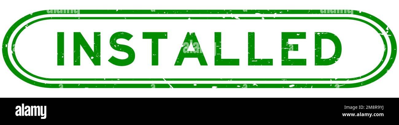 Grunge green installed word rubber seal stamp on white background Stock ...