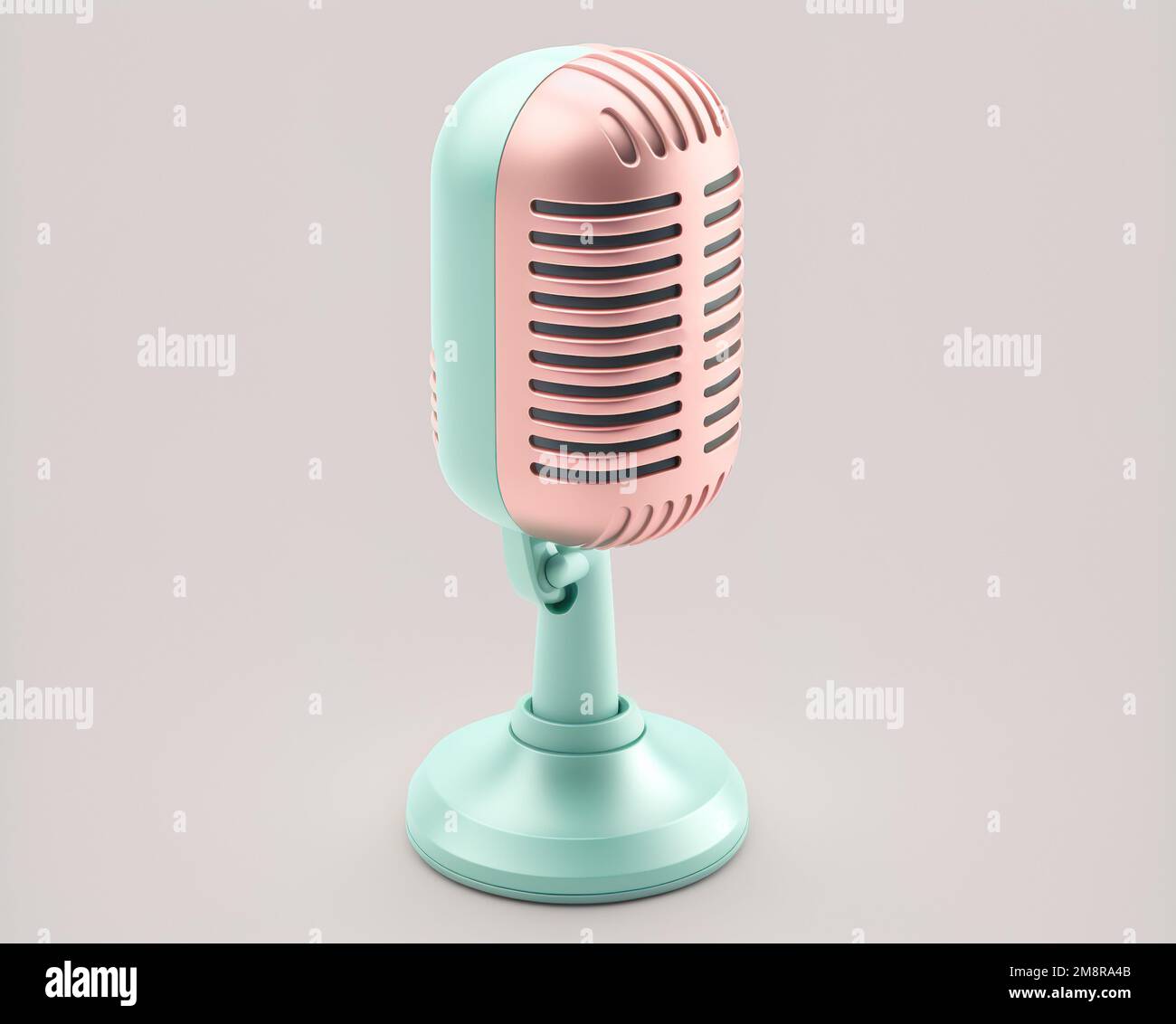 Retro pastel colour microphone on short stand Stock Photo - Alamy