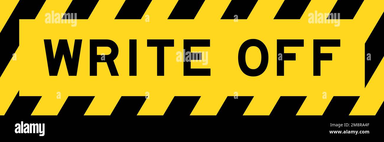 Yellow and black color with line striped label banner with word write ...
