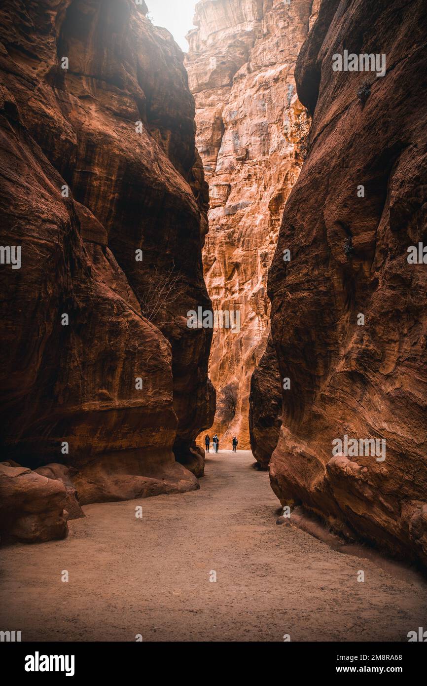 The curved path of the siq leading to the ancient city of Petra. Petra ...