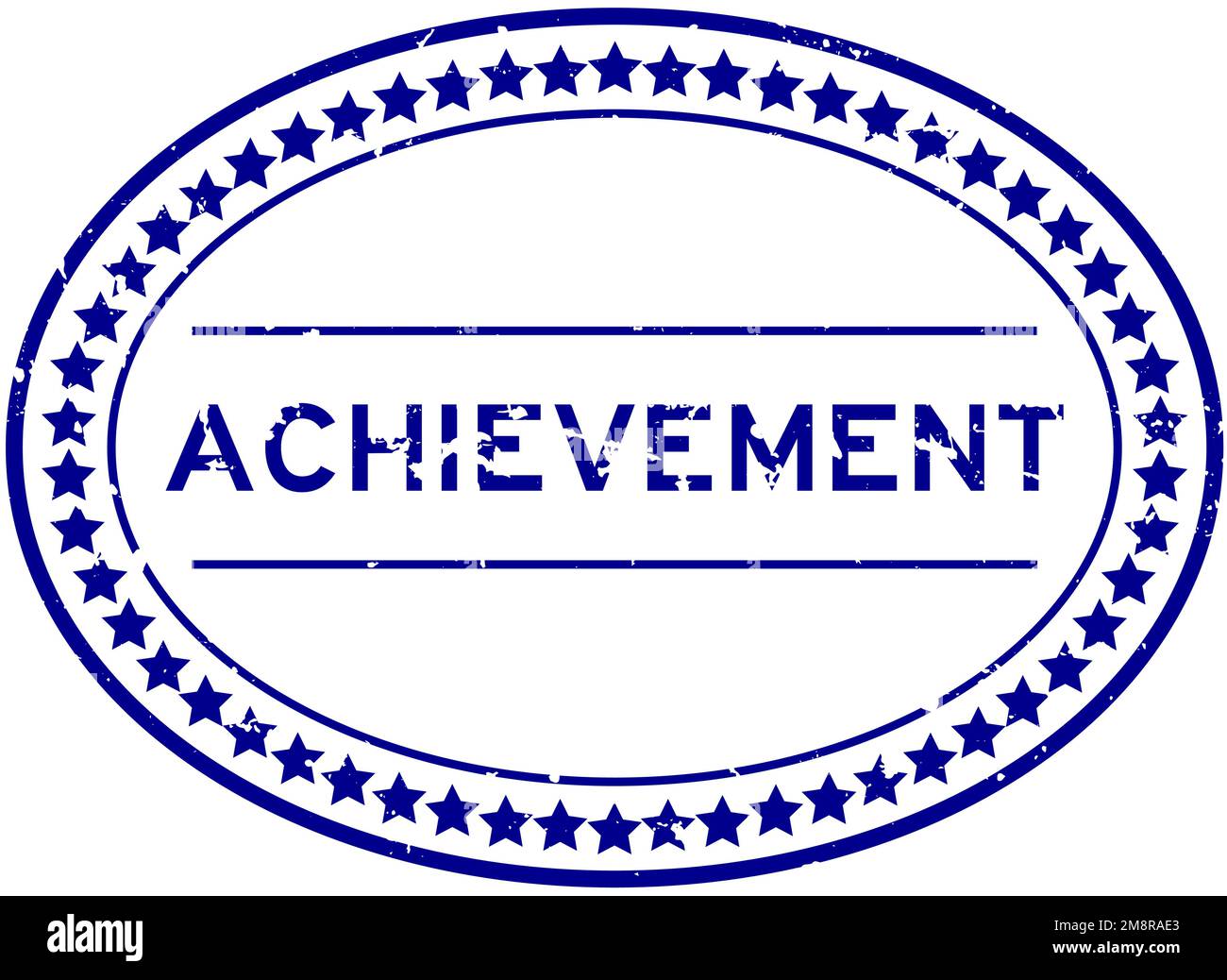 Grunge blue achievement word oval rubber seal stamp on white background ...