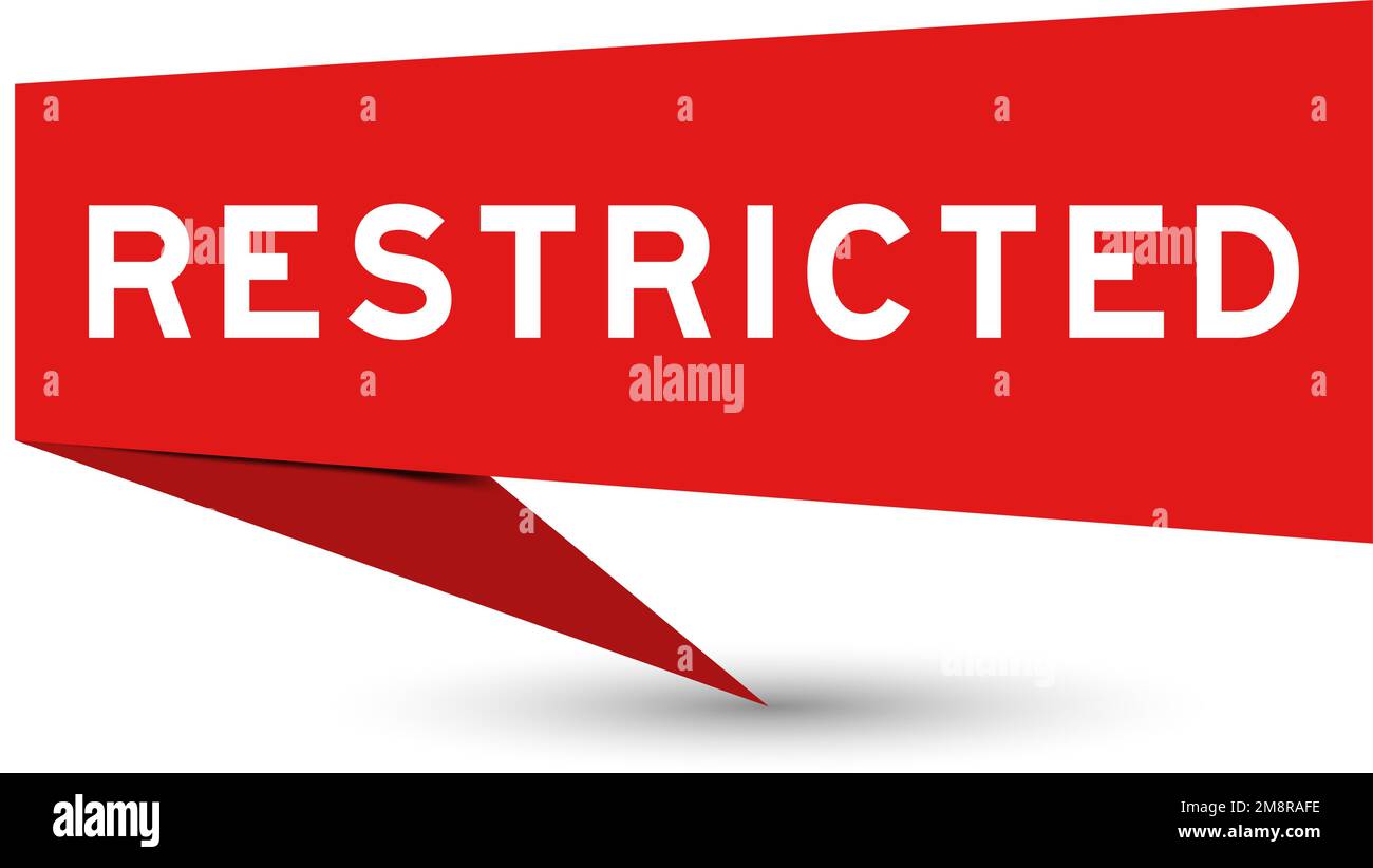 Red color speech banner with word restricted on white background Stock ...