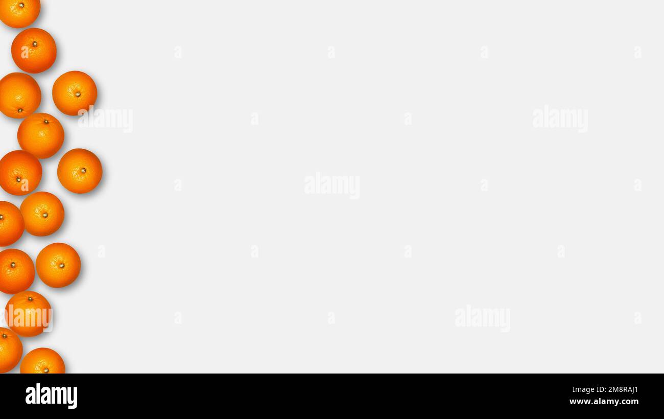 Background with oranges. Many oranges on a light background. Banner ...