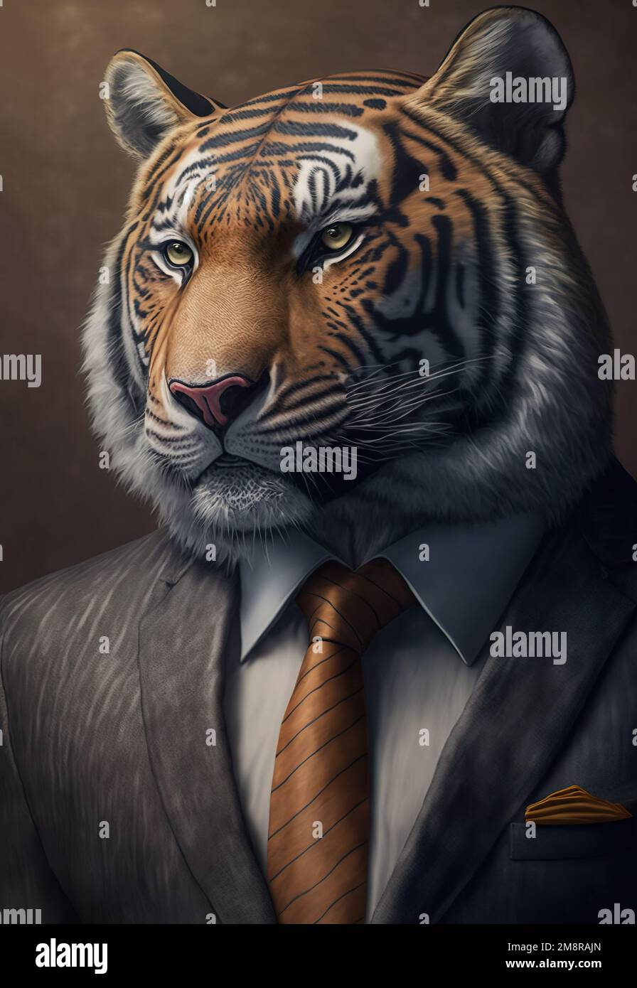 Portrait of tiger in business suit Stock Photo - Alamy