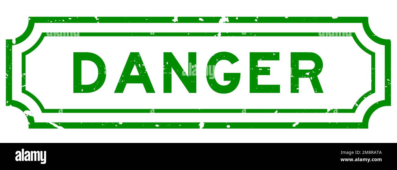 Grunge green danger word rubber seal stamp on white background Stock ...