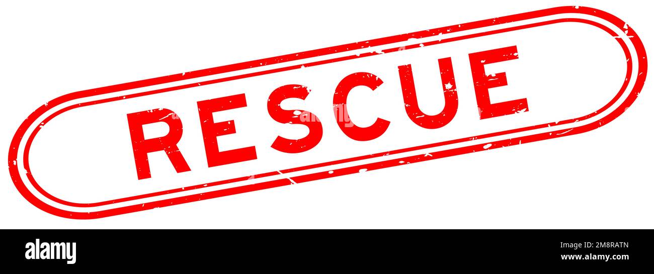 Grunge red rescue word rubber seal stamp on white background Stock ...
