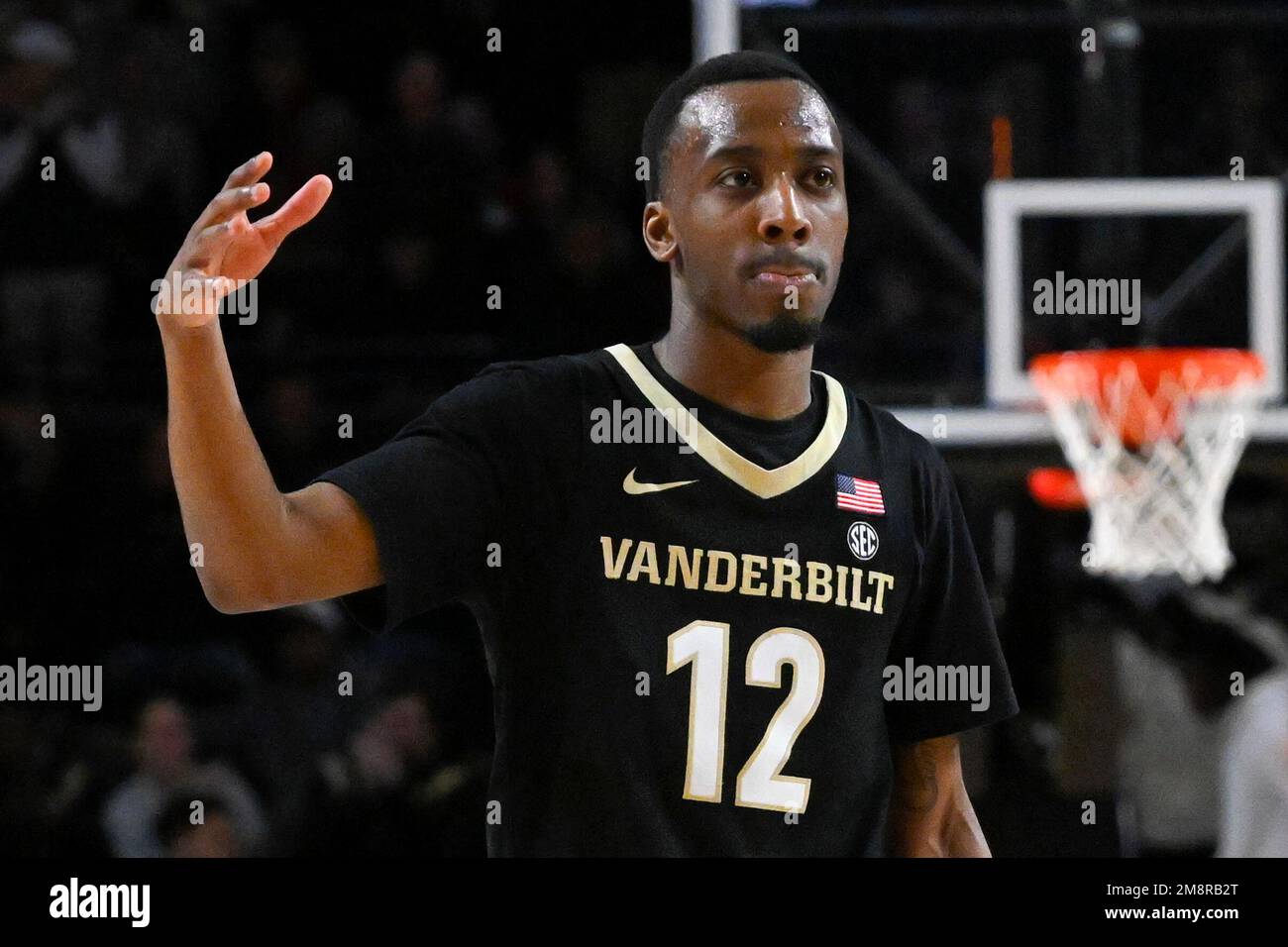 Vanderbilt guard Trey Thomas (12) during an NCAA college basketball ...
