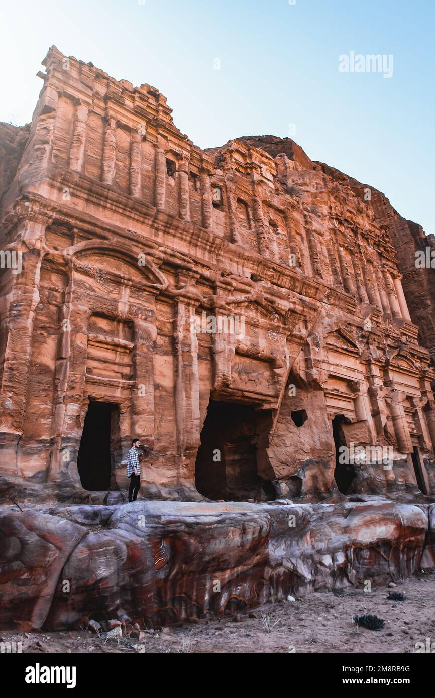 The royal tombs of Petra. Impressive tombs carved from a cliff face in ...