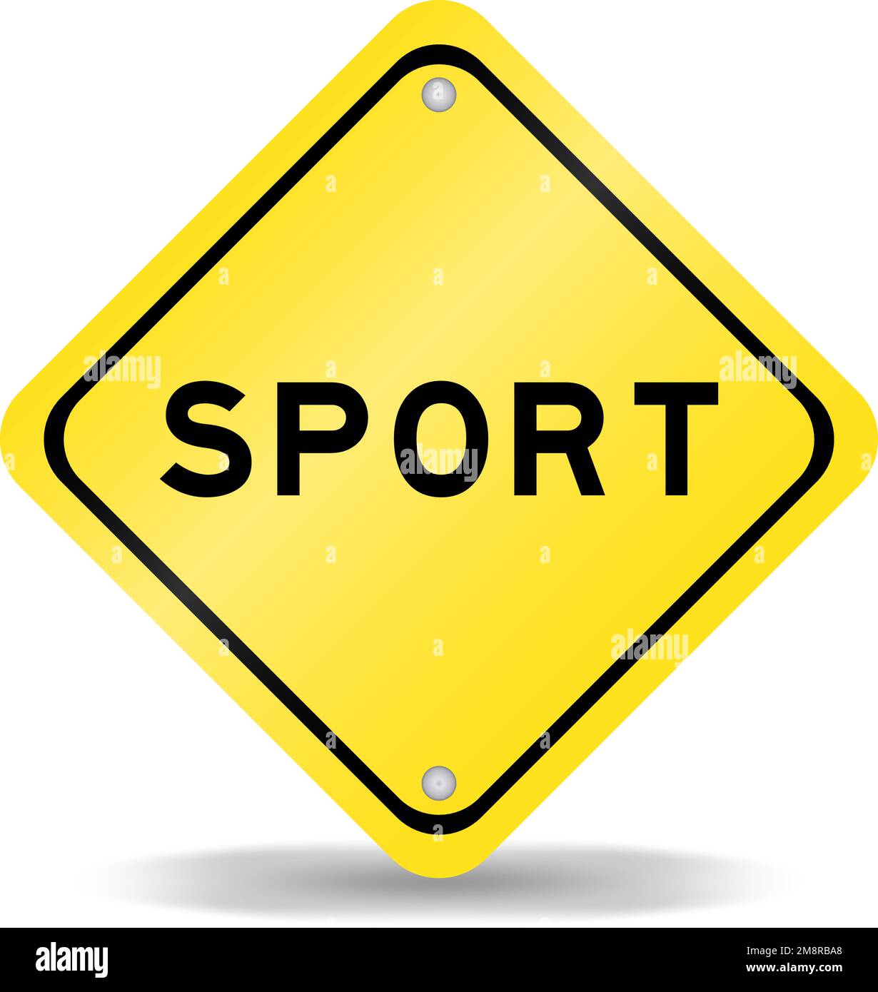 Yellow color transportation sign with word sport on white background ...