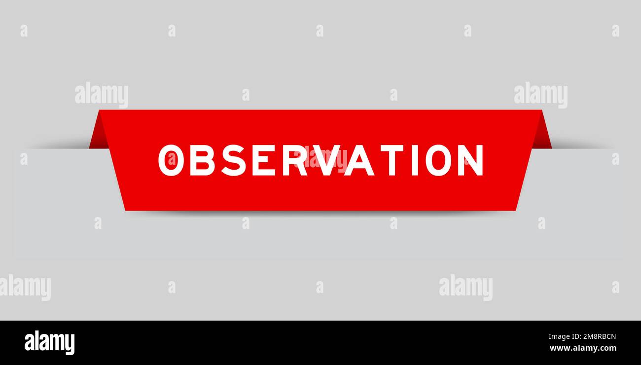 Red color inserted label with word observation on gray background Stock ...