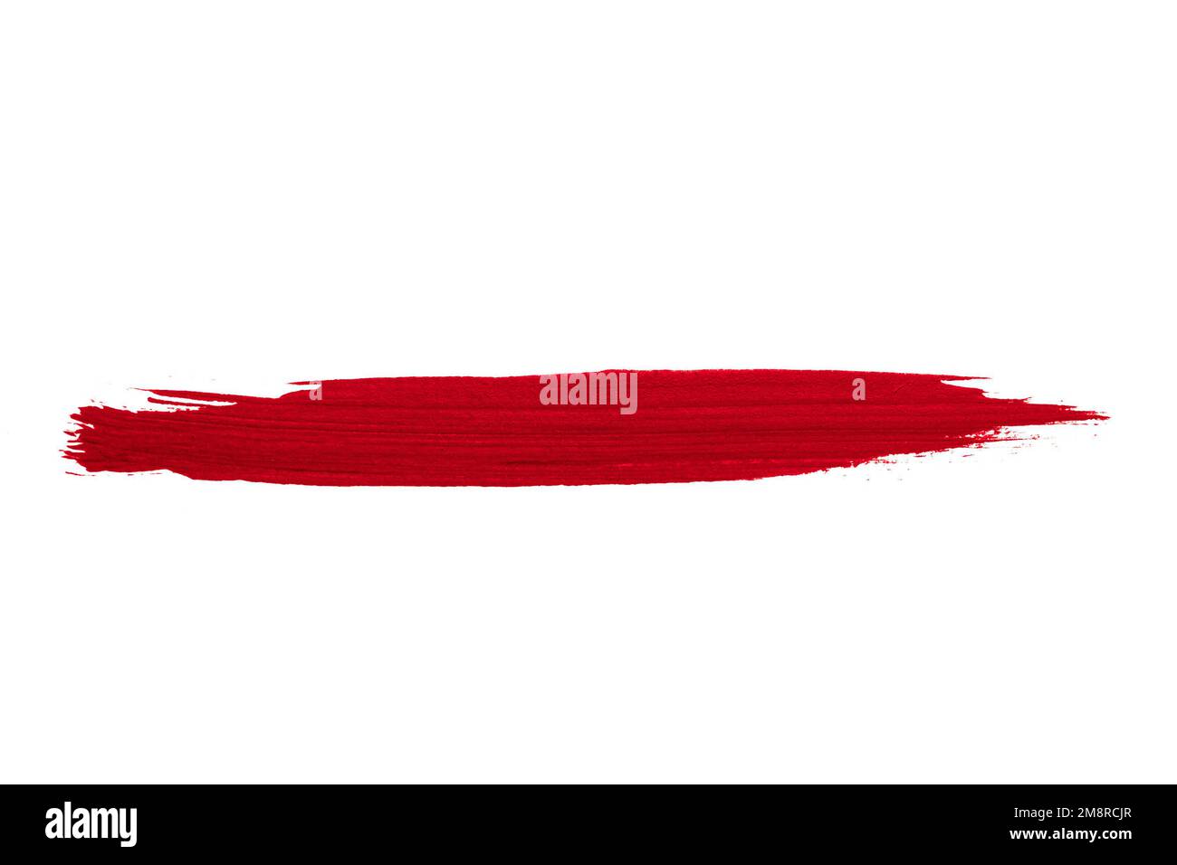 texture brushstroke of red color paint on white background isolated ...