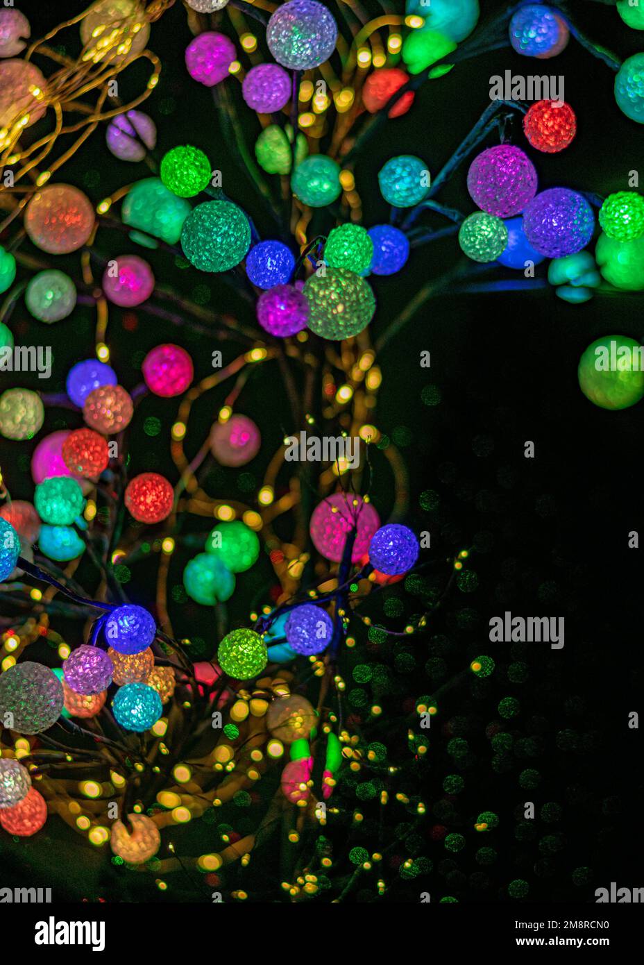 abstract light pattern, balls of different shapes and colors, long ...