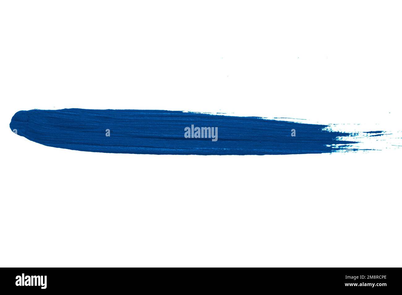 textured brushstroke of blue color paint on a white background isolated ...