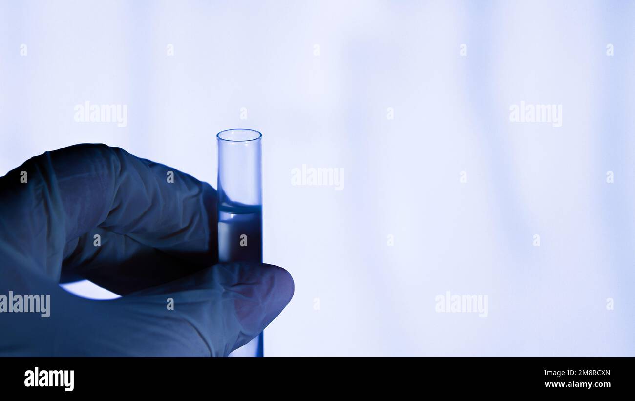 laboratory equipment. Test tube. Test tube with clear liquid ...