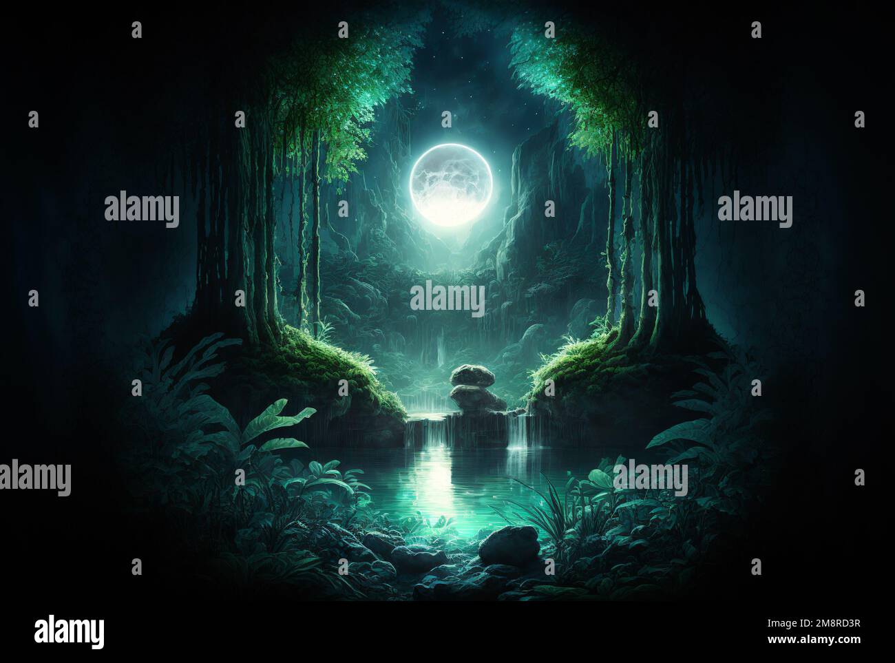 Night scene moon hi-res stock photography and images - Alamy