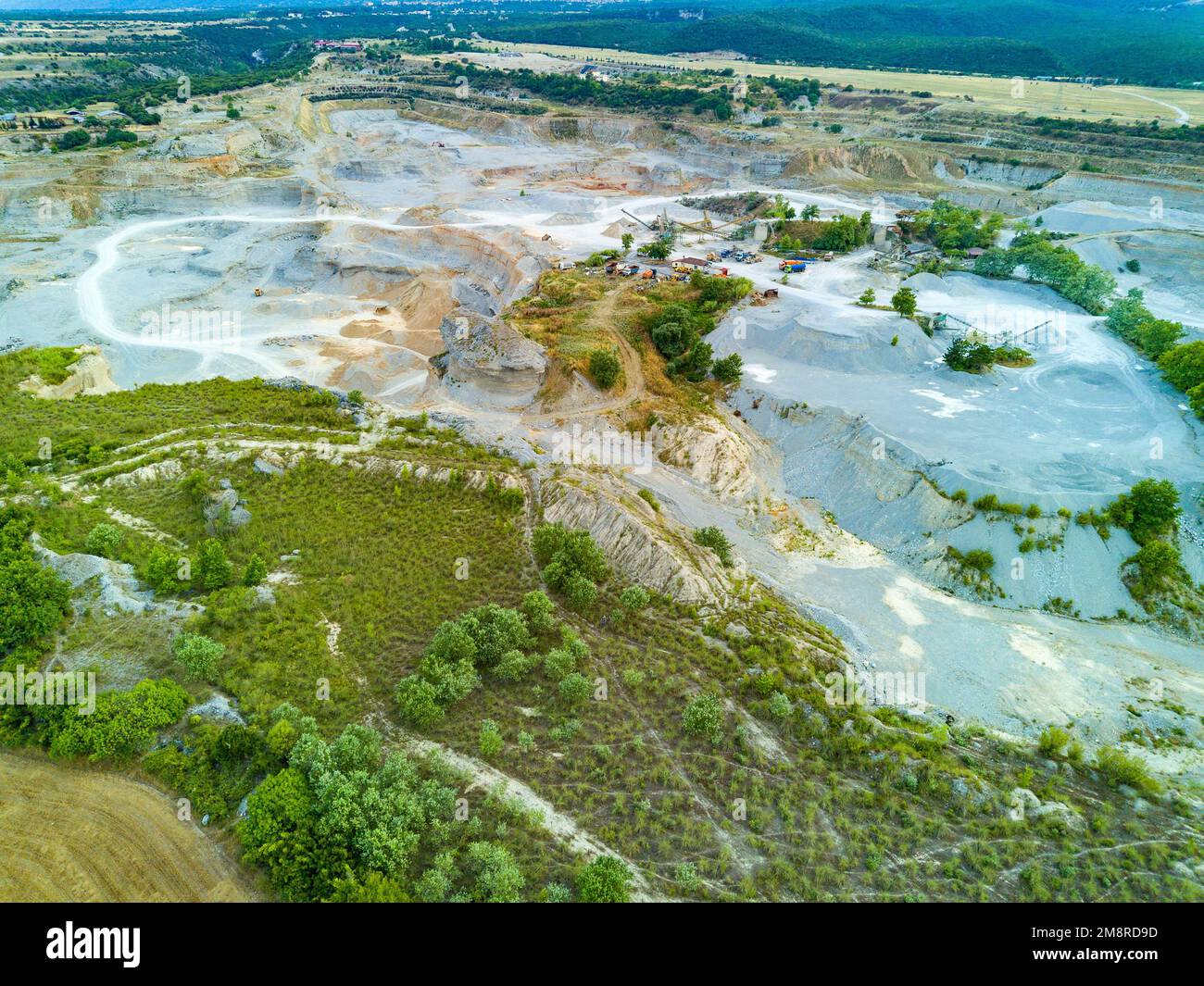 Large wild sand craters in nature of vegetative Montenegro and modern ...