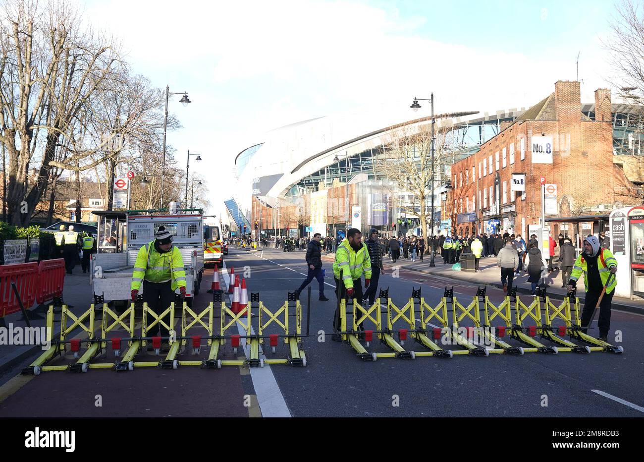 Tottenham High Road is closed off as fans gather outside before the ...