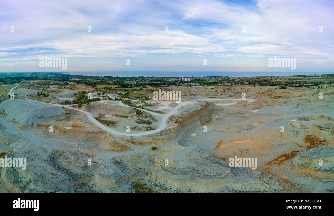 Panorama of large sand craters in nature of vegetative Montenegro and ...