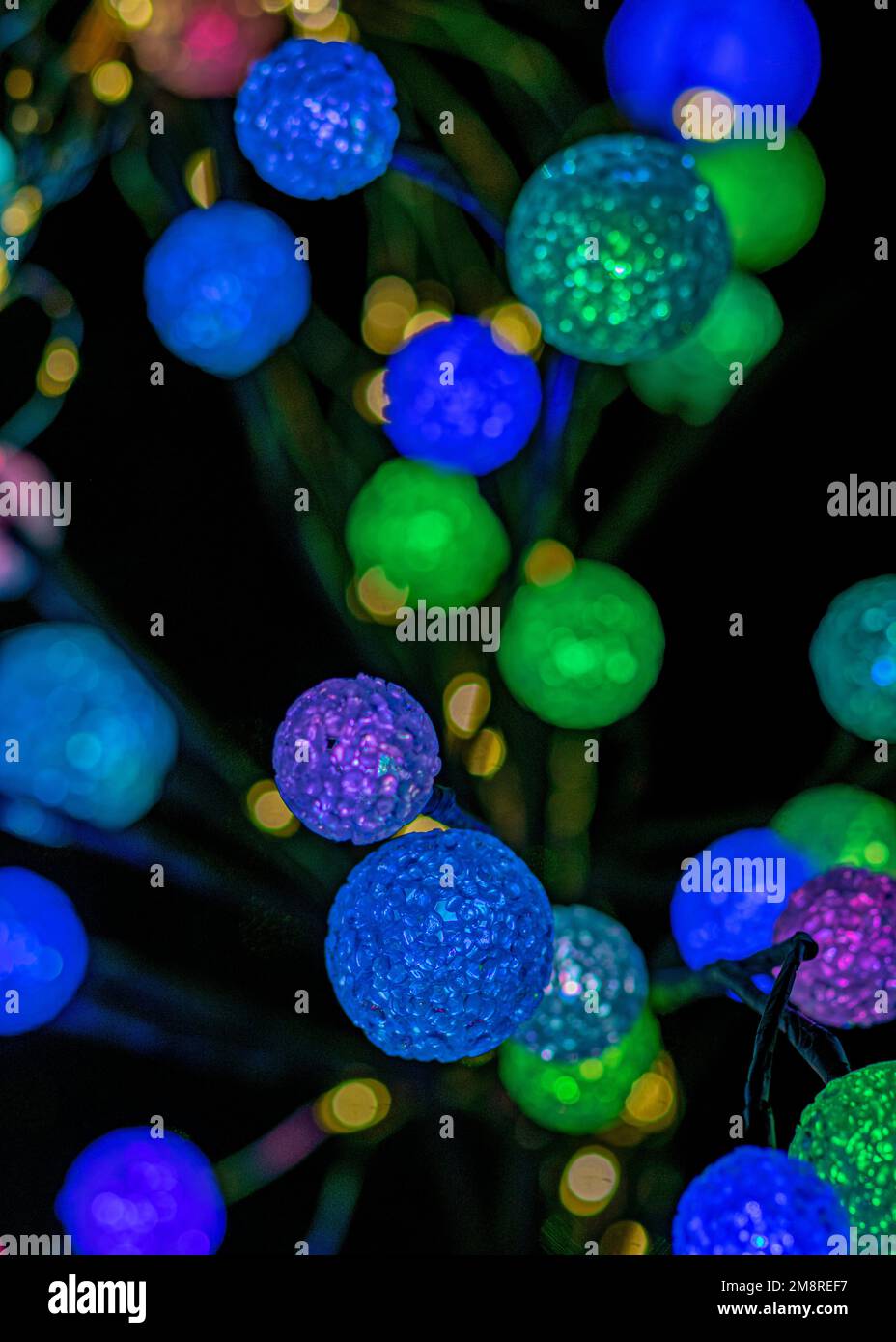 abstract light pattern, balls of different shapes and colors, long ...