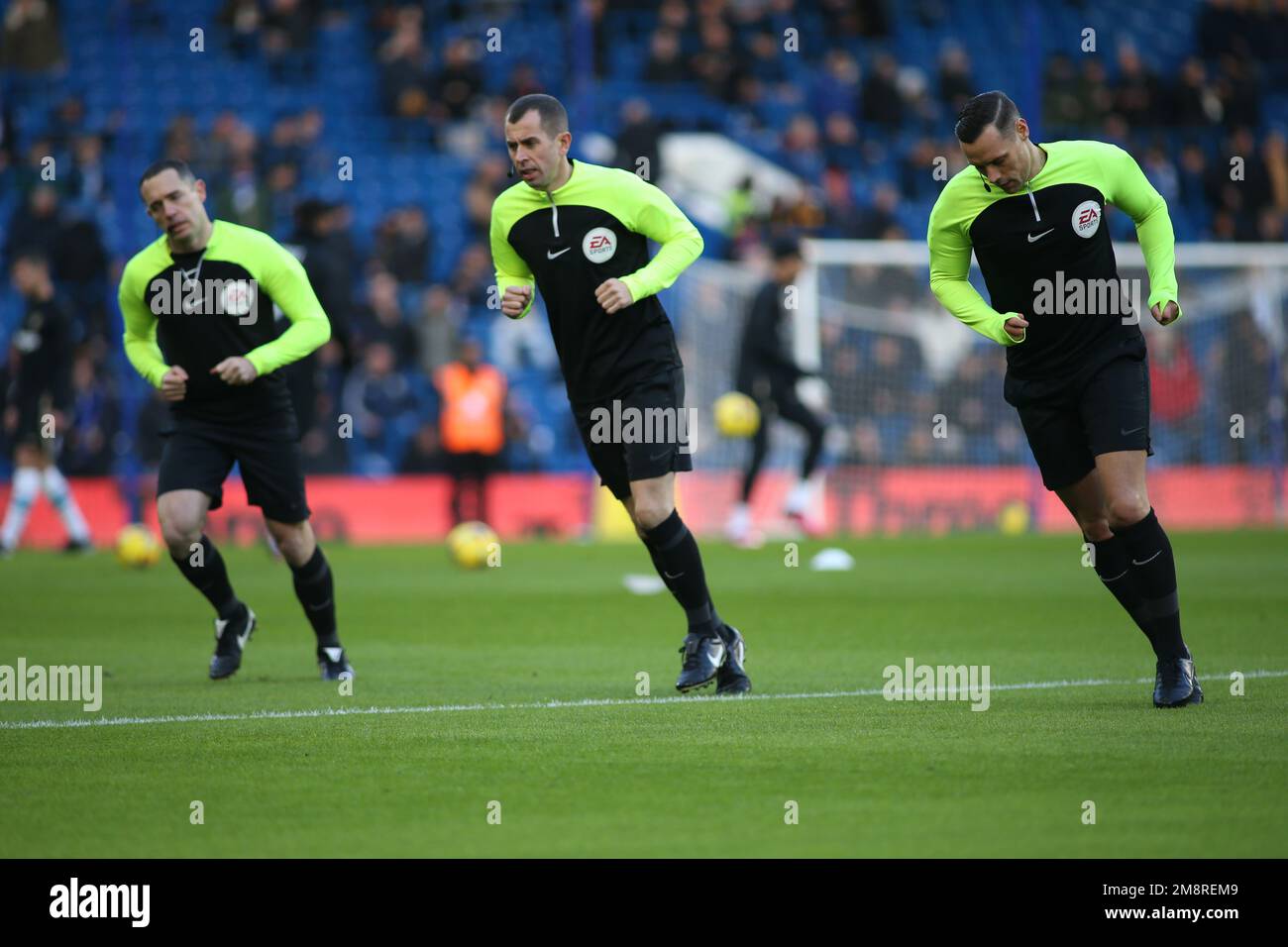 London, UK. 14th Jan, 2023. Referee Peter Banks and his team during the ...