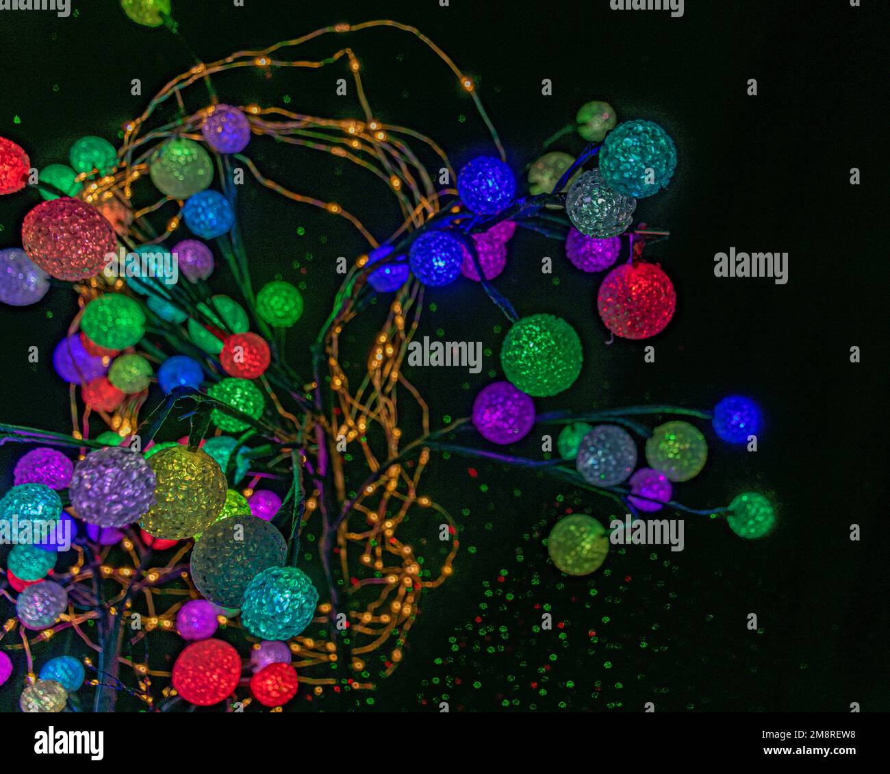 abstract light pattern, balls of different shapes and colors, long ...