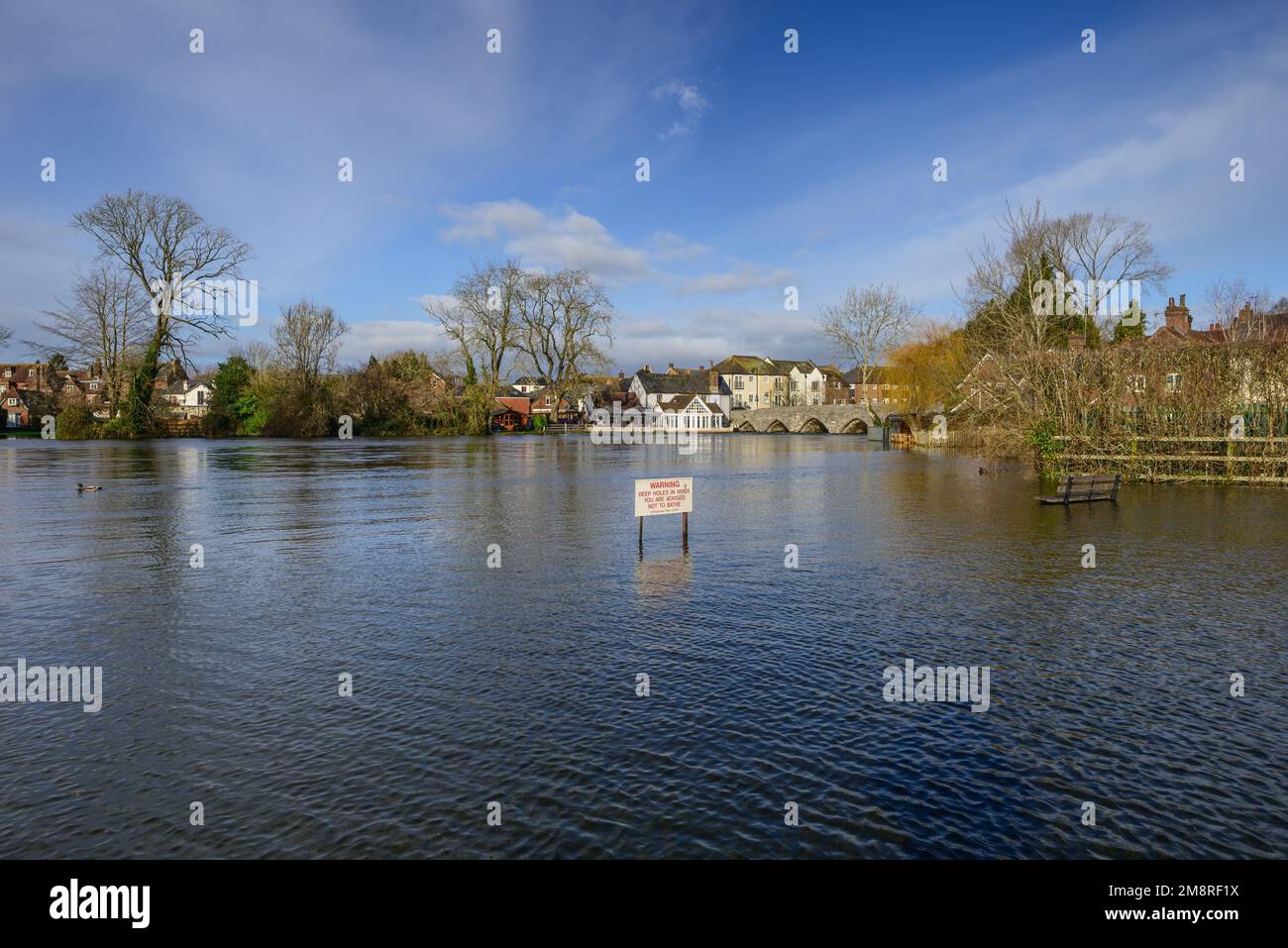 Fordingbridge, Hampshire, England, UK with flooded River Avon in ...