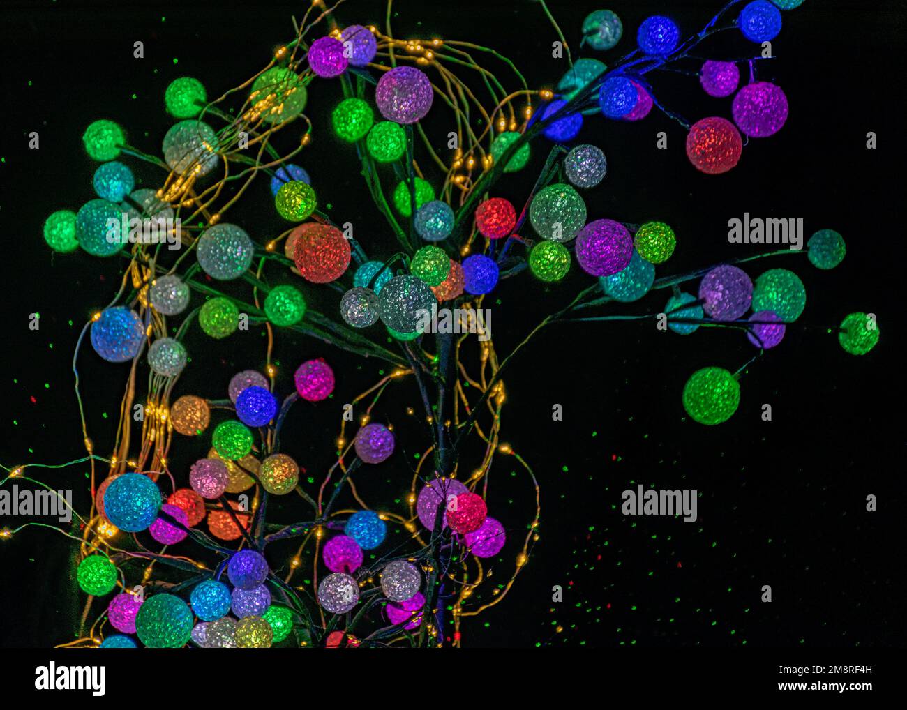 abstract light pattern, balls of different shapes and colors, long ...