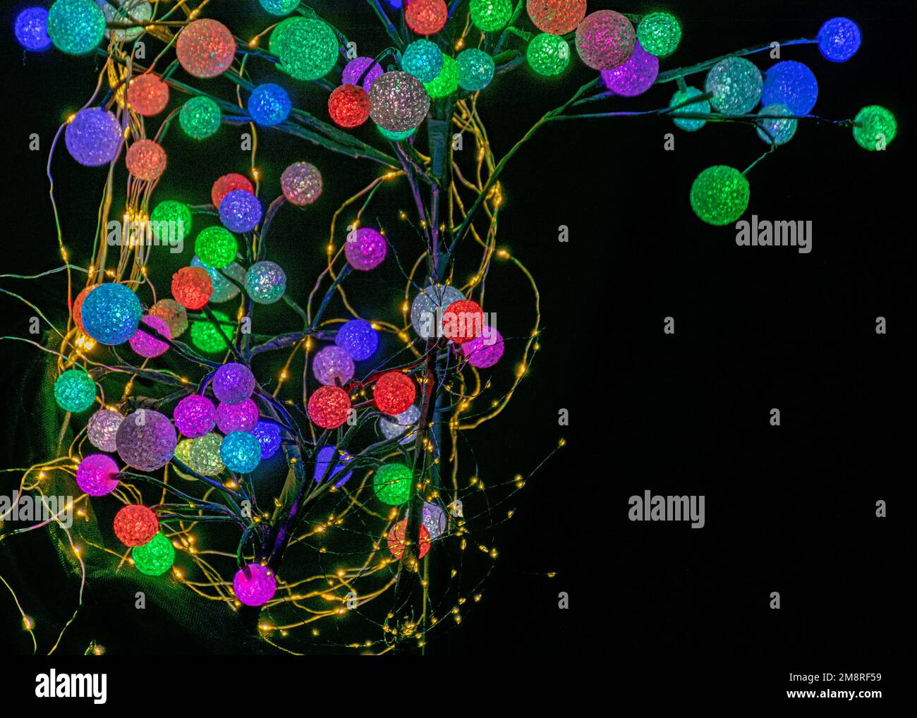 abstract light pattern, balls of different shapes and colors, long ...