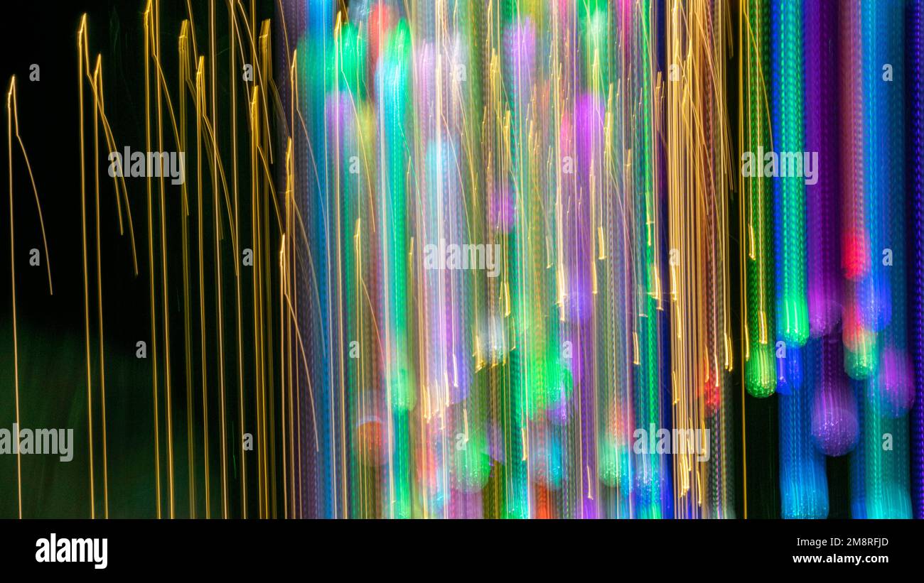 abstract light pattern, long exposure night photo, striped neon glow ...