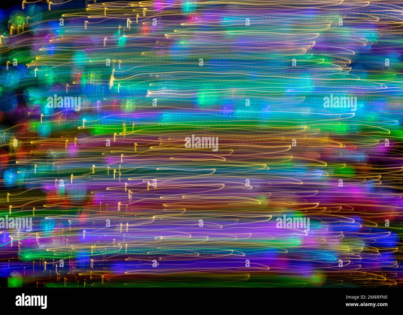 abstract light pattern, long exposure night photo, striped neon glow ...