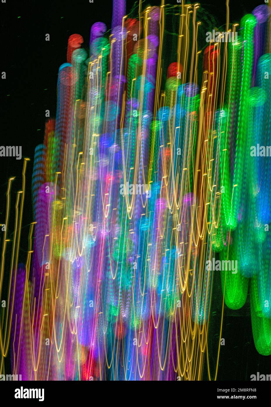 abstract light pattern, long exposure night photo, striped neon glow ...