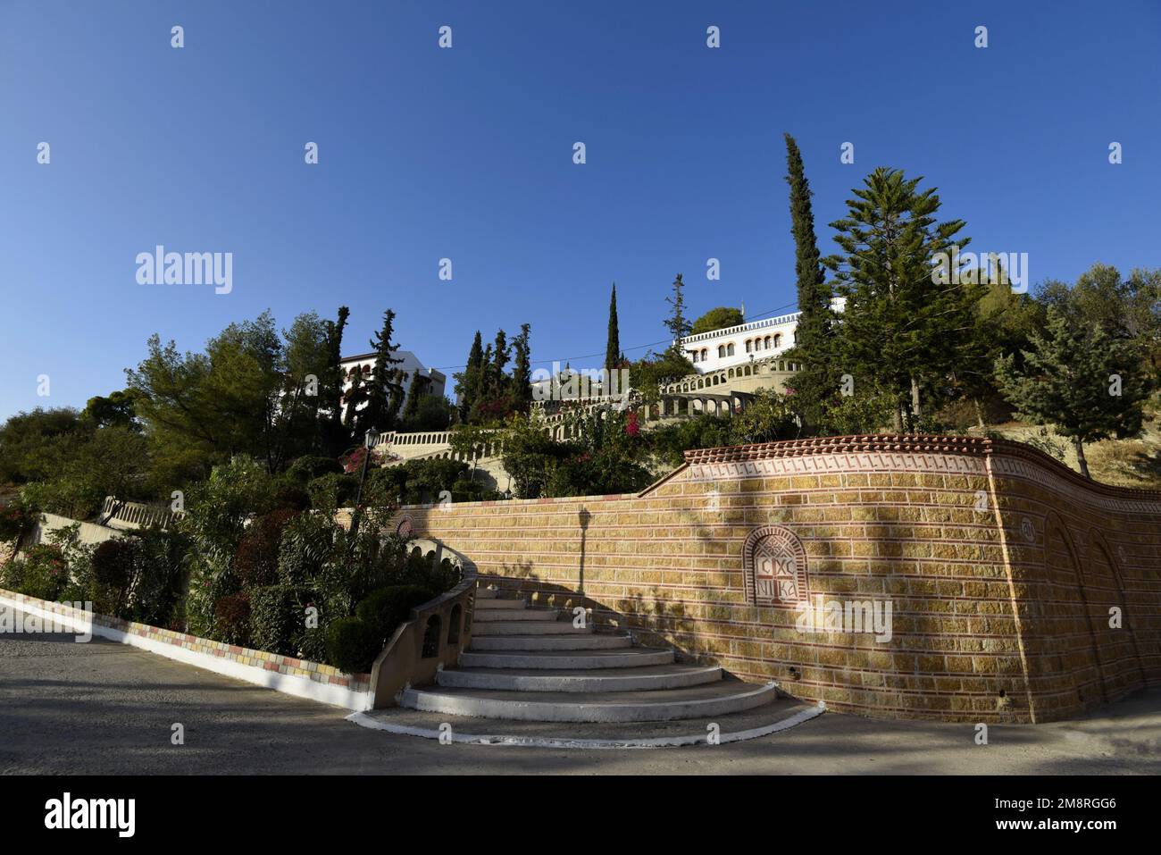 Landscape with scenic exterior view of the Holy Trinity Monastery at ...