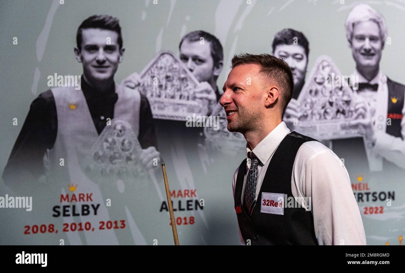 Judd Trump before walking into the arena ahead of the final during day ...