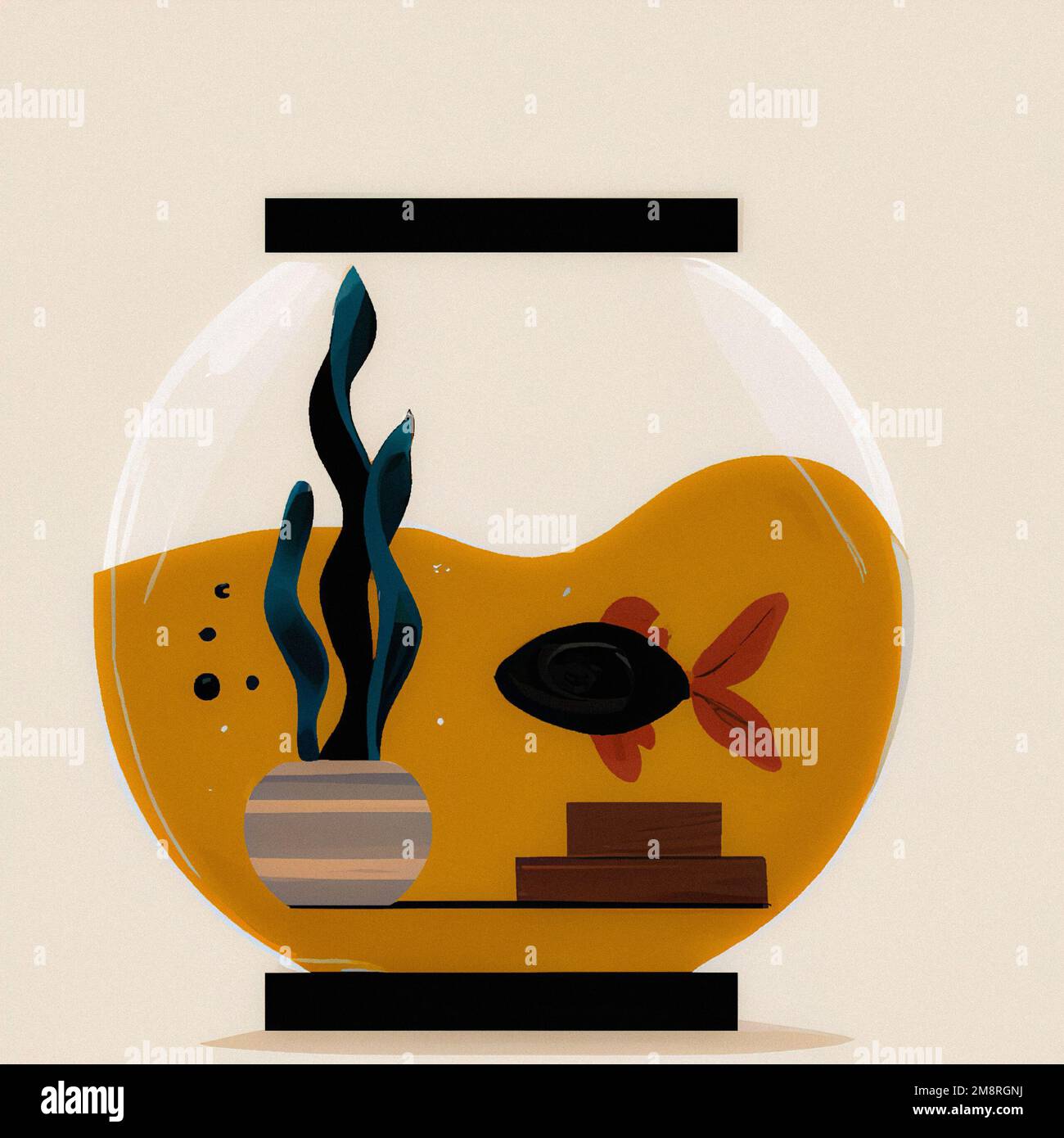 A minimalist illustration of a fish inside a fishbowl Stock Photo - Alamy