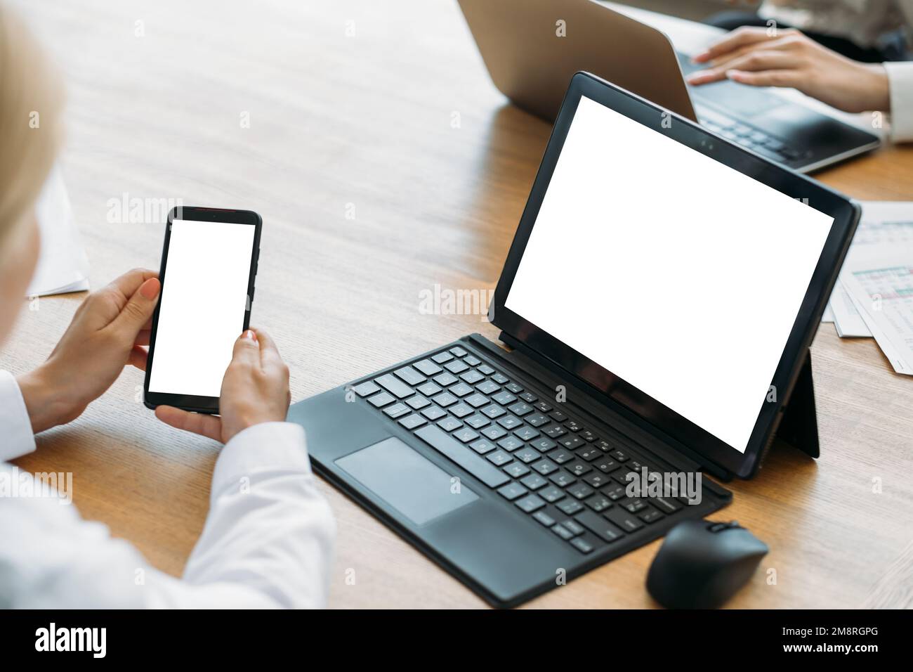 digital mockup office woman computer technology Stock Photo - Alamy