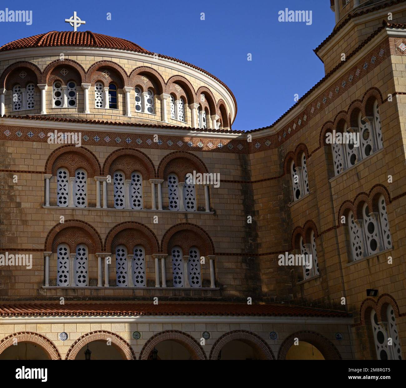 Landscape with scenic exterior view of the Holy Byzantine Church of ...