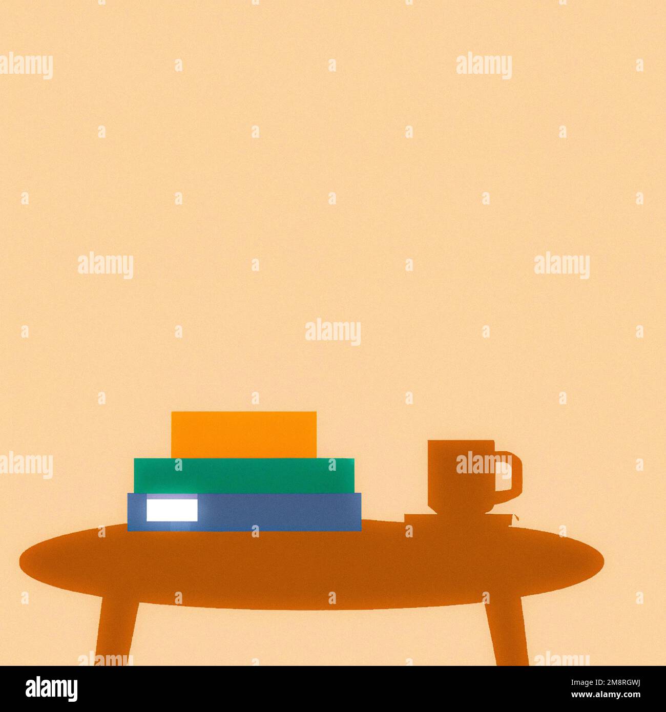 A minimalist illustration of a stack of books on a table Stock Photo ...