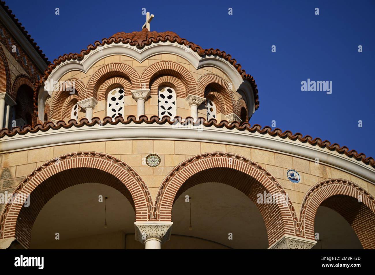 Landscape with scenic exterior view of the Holy Byzantine Church of ...