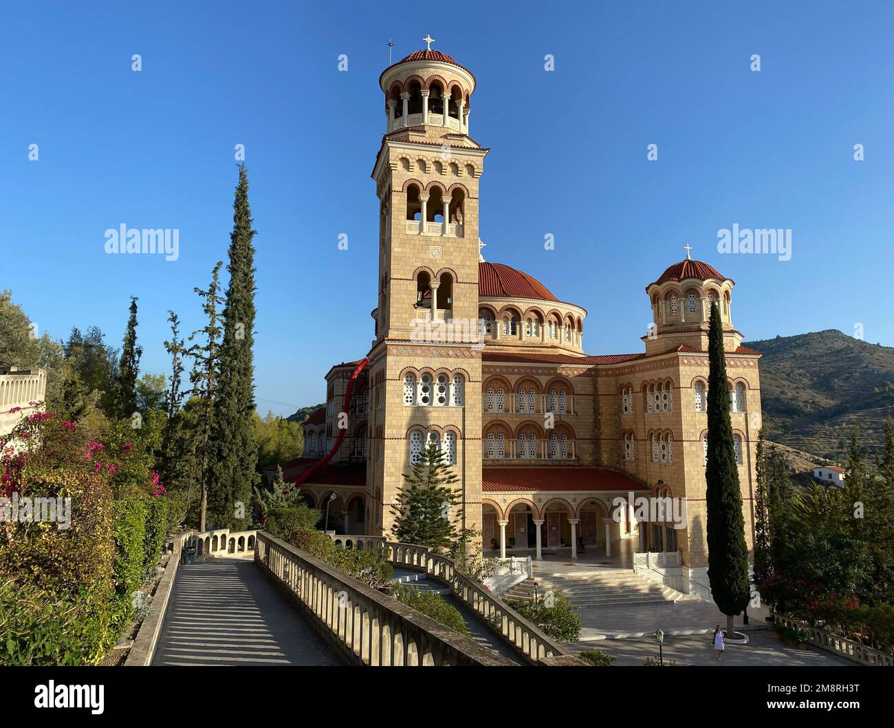 Landscape with scenic exterior view of the Holy Byzantine Church of ...